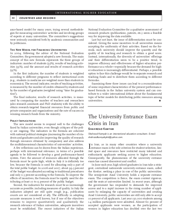 (PDF) The University Entrance Exam Crisis in Iran