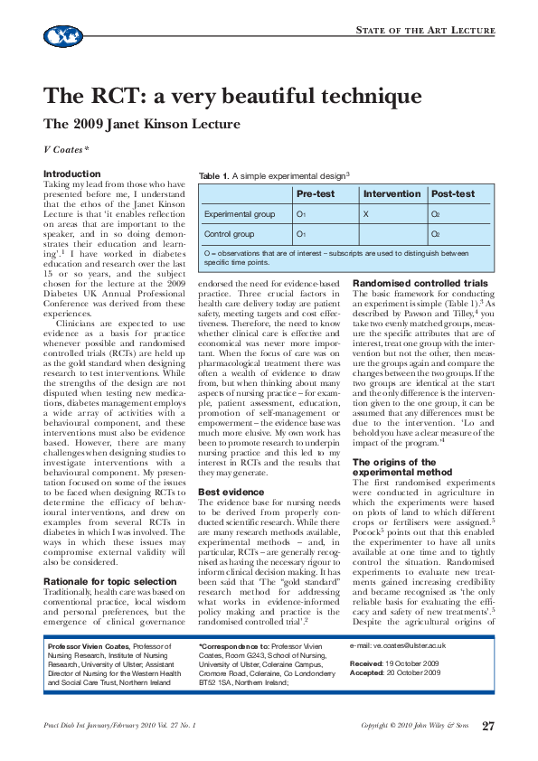 (PDF) The RCT: a very beautiful technique