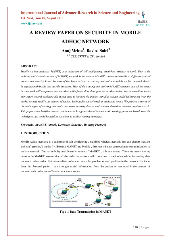 (PDF) A Review Paper on Security in Mobile Adhoc Network