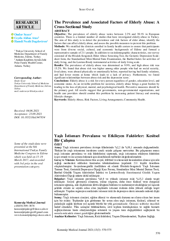 (PDF) The Prevalence and Associated Factors of Elderly Abuse: A Cross ... (PDF) The Prevalence and Associated Factors of Elderly Abuse: A Cross ...