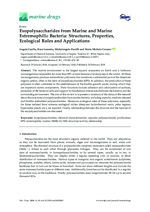 (PDF) Exopolysaccharides from Marine and Marine Extremophilic Bacteria ...