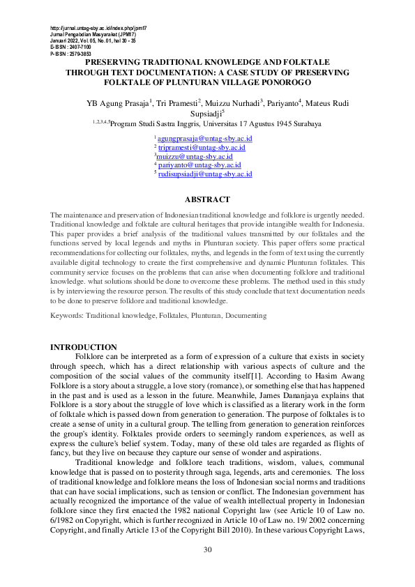 (PDF) Preserving Traditional Knowledge and Folktale Through Text ...