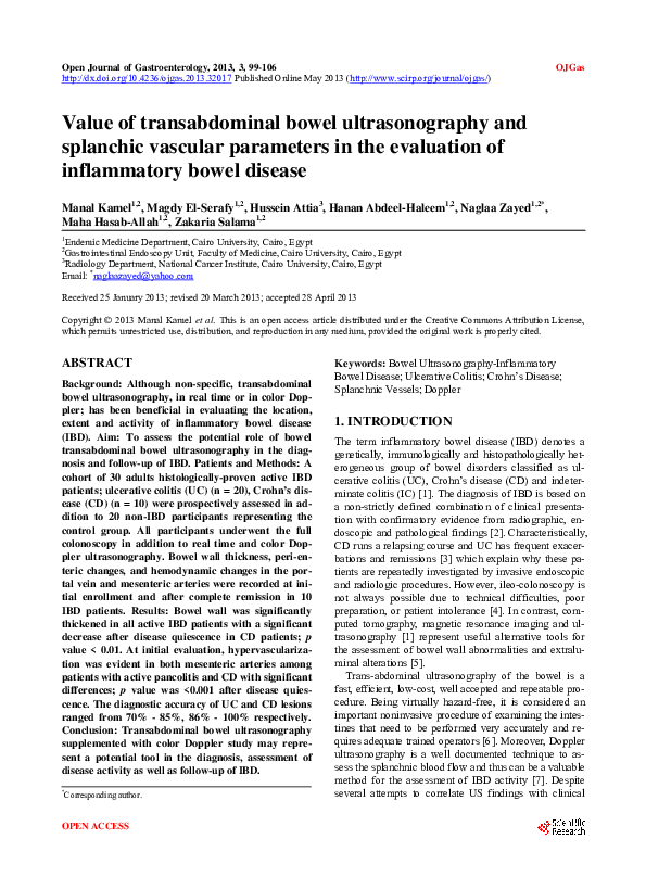 (PDF) Value of transabdominal bowel ultrasonography and splanchic vascular parameters in the ...
