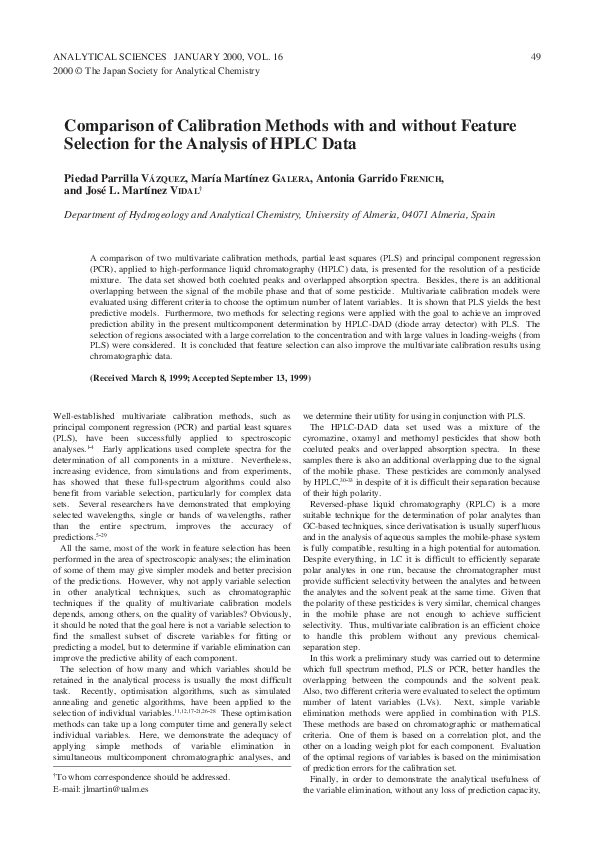 (PDF) Comparison of Calibration Methods with and without Feature ...