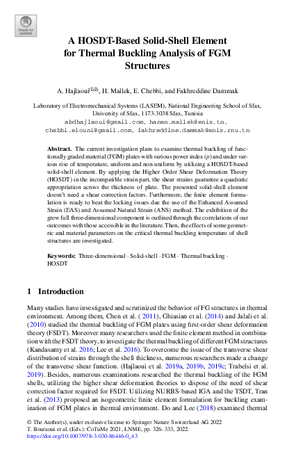 (PDF) A HOSDT-Based Solid-Shell Element for Thermal Buckling Analysis of FGM Structures