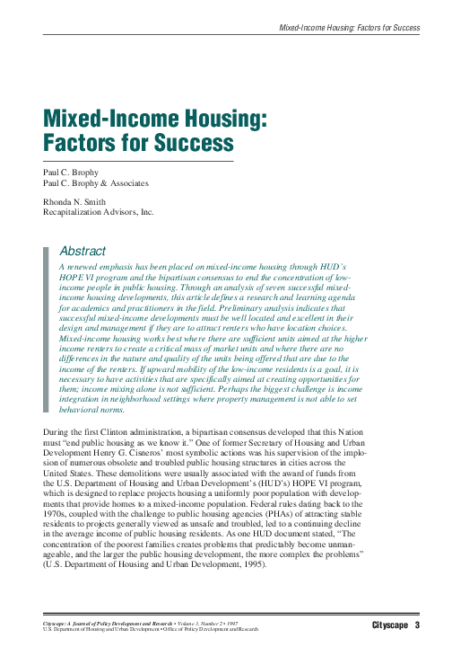 (PDF) Mixed-income housing: Factors for success