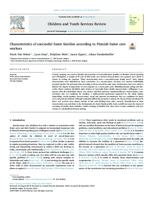 (PDF) Characteristics of successful foster families according to ...