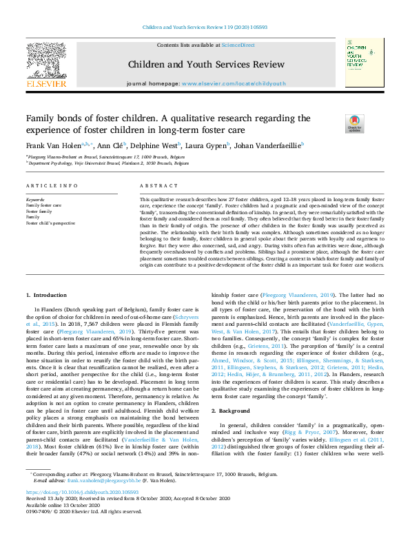 (PDF) Family bonds of foster children. A qualitative research regarding ...