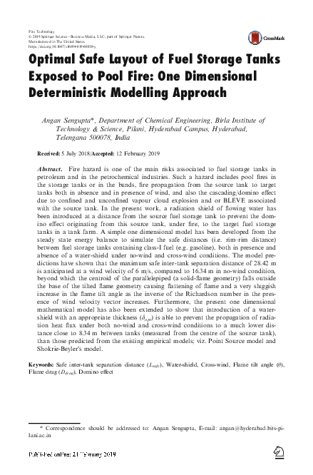 (PDF) Optimal Safe Layout of Fuel Storage Tanks Exposed to Pool Fire ...