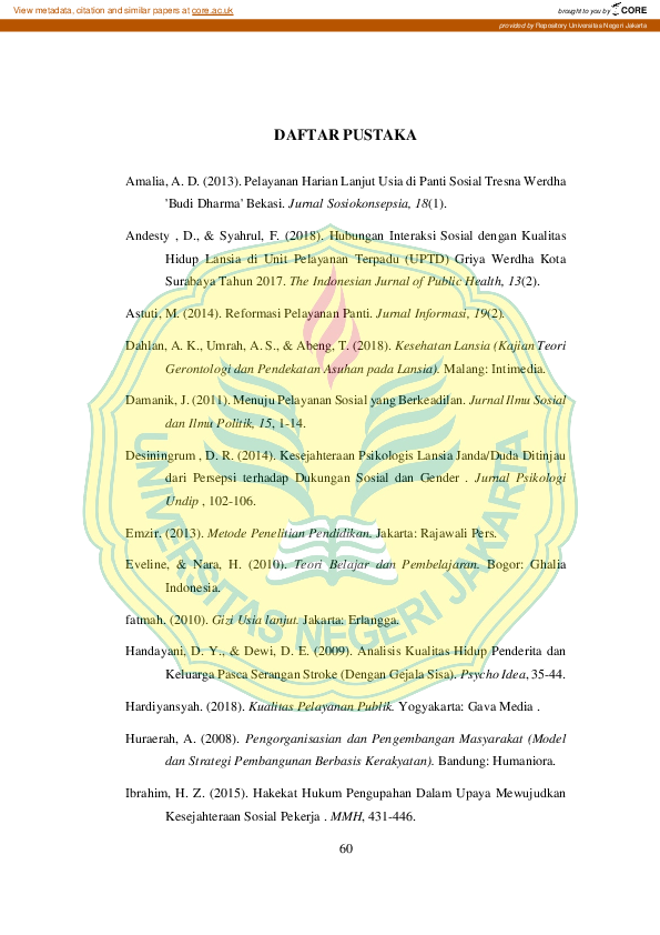 (PDF) Pengaruh Pelayanan Sosial Terhadap Kualitas Hidup Lanjut Usia (Lansia) (Studi DI Panti ...