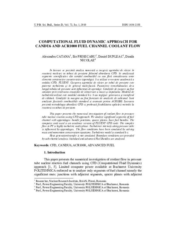 (PDF) Computational Fluid Dynamic Approach for CANDU6 and ACR1000 Fuel Channel Coolant Flow ...