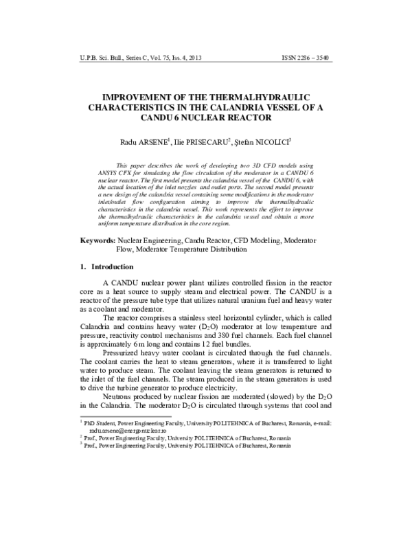 (PDF) Improvement of the Thermalhydraulic Characteristics in the ...