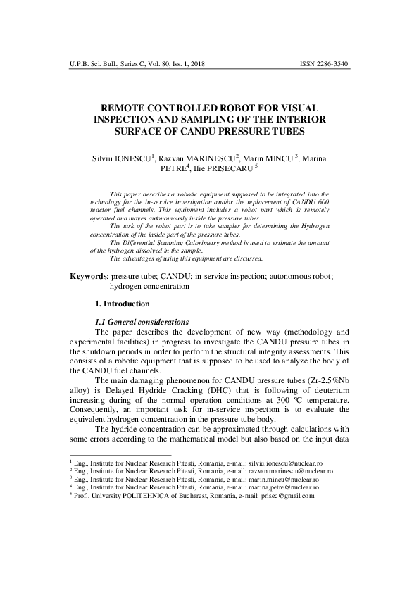 (PDF) Remote Controlled Robot for Visual Inspection and Sampling of the Interior Surface of ...