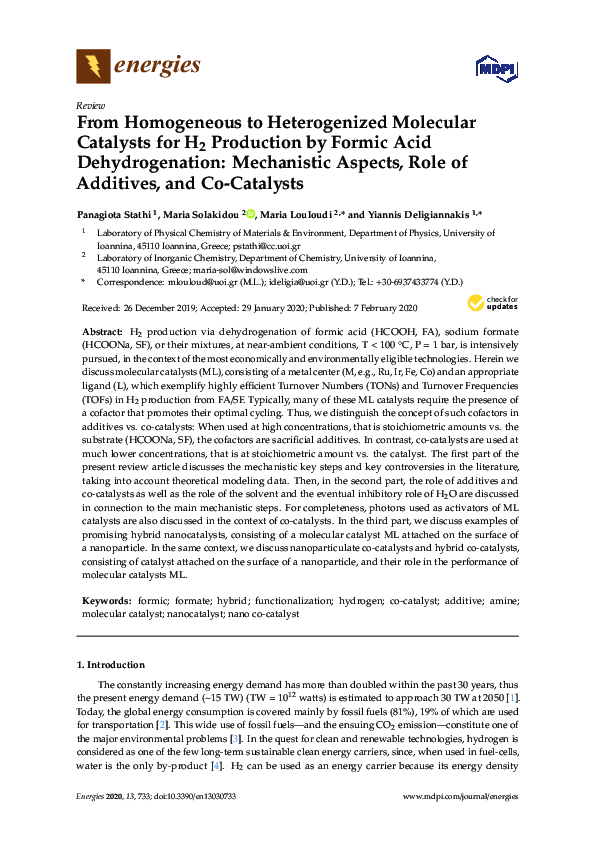 (PDF) From Homogeneous to Heterogenized Molecular Catalysts for H2 ...