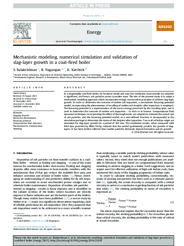 (PDF) Mechanistic modeling, numerical simulation and validation of slag-layer growth in a coal ...