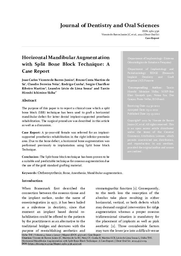 (PDF) Horizontal Mandibular Augmentation with Split Bone Block ...