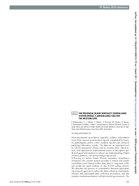 (PDF) The Provincial Injury Mortality Surveillance System (PIMSS): a ...