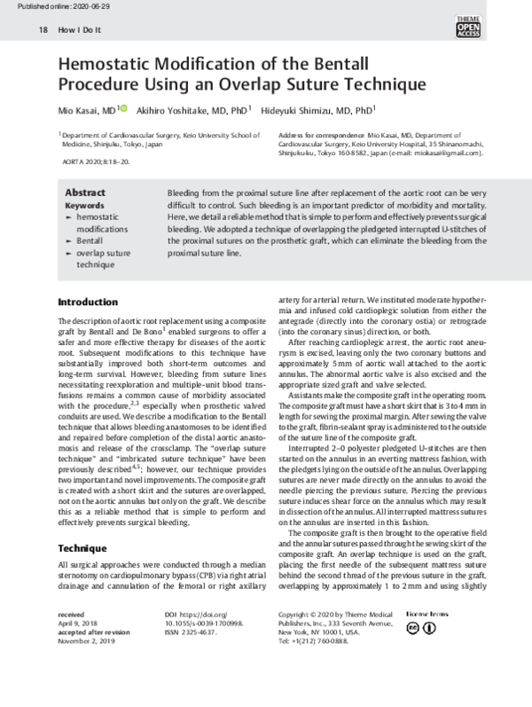 (PDF) Hemostatic Modification of the Bentall Procedure Using an Overlap ...