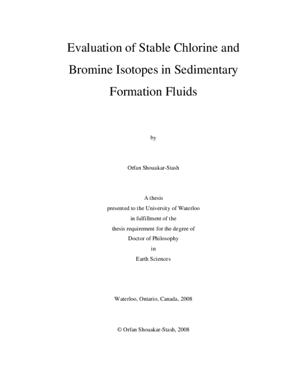 (PDF) Evaluation of Stable Chlorine and Bromine Isotopes in Sedimentary ...