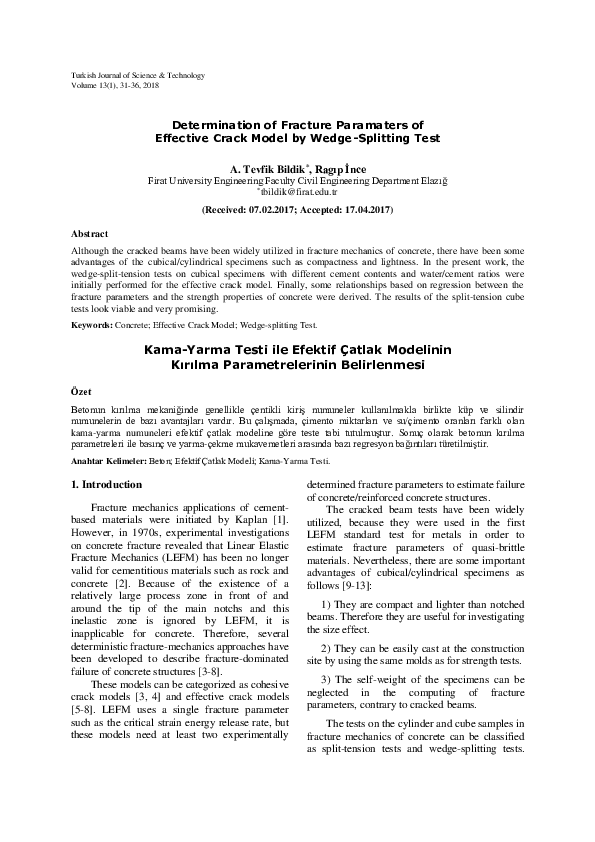 (PDF) Determination of Fracture Paramaters of Effective Crack Model by ...
