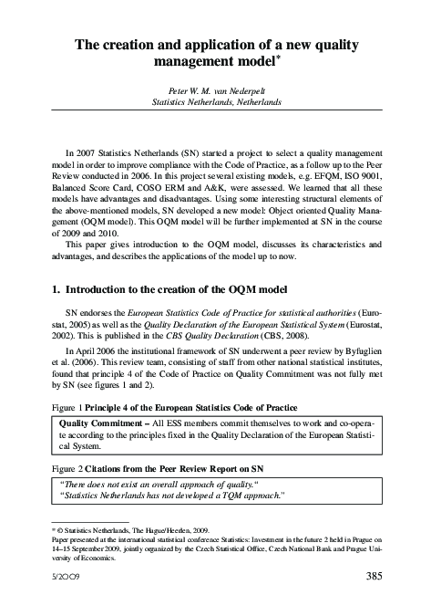 (PDF) The creation and application of a new quality management model