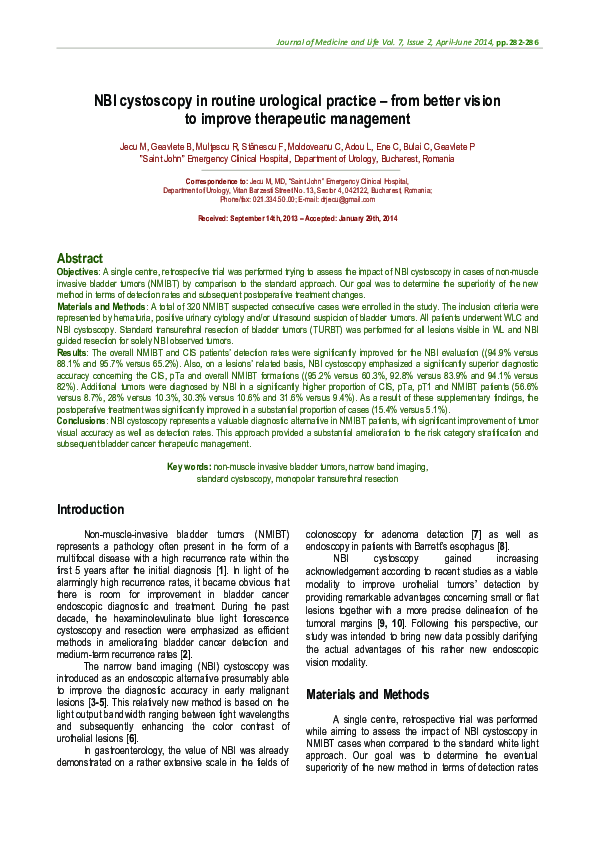 (PDF) NBI cystoscopy in routine urological practice - from better ...