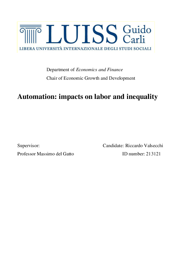 (PDF) Automation: impacts on labor and inequality