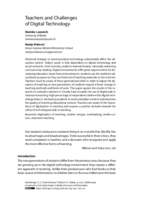 (PDF) Teachers and Challenges of Digital Technology