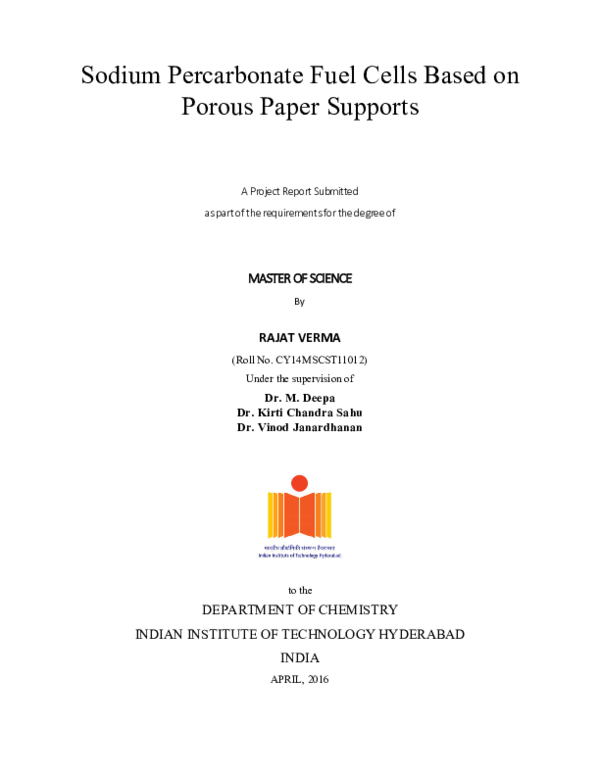 (PDF) Sodium Percarbonate Fuel Cells Based on Porous Paper Supports