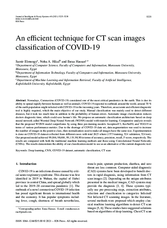 (PDF) An efficient technique for CT scan images classification of COVID ...