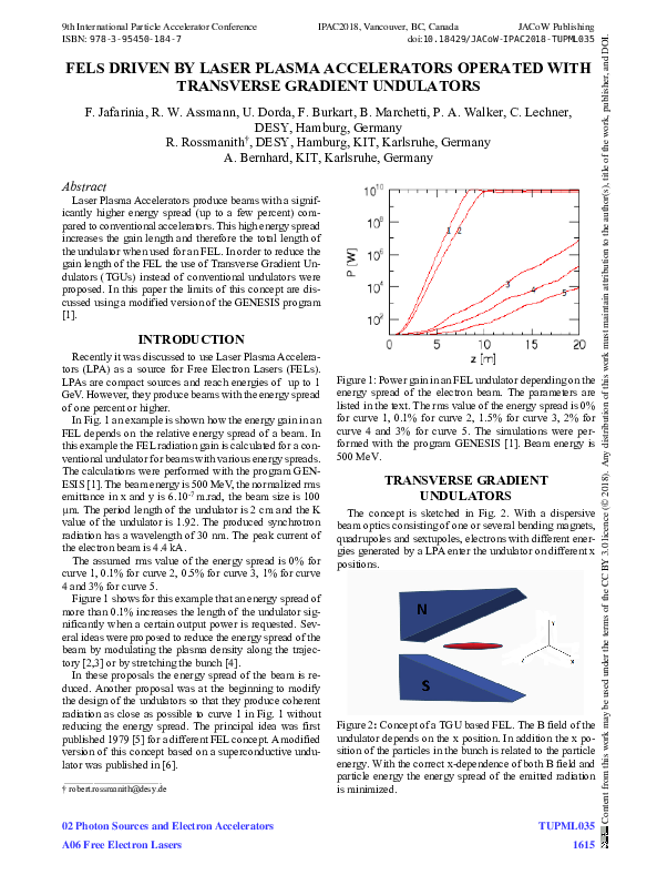 (PDF) FELs Driven by Laser Plasma Accelerators Operated with Transverse Gradient Undulators