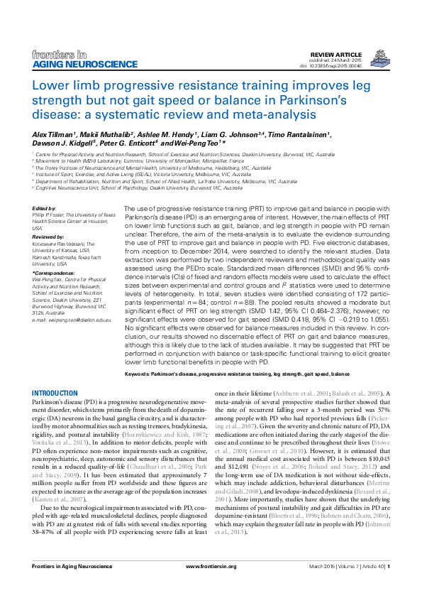 (PDF) Lower Limb Progressive Resistance Training Improves Leg Strength ...