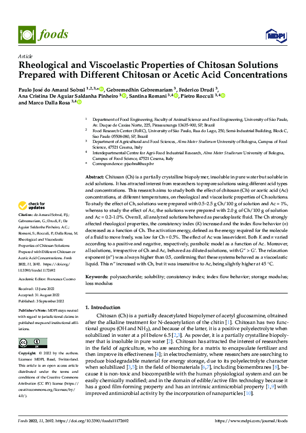 (PDF) Rheological and Viscoelastic Properties of Chitosan Solutions Prepared with Different ...