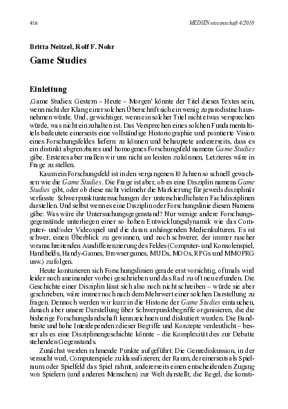(PDF) Game Studies