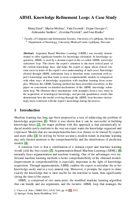 (PDF) ABML Knowledge Refinement Loop: A Case Study