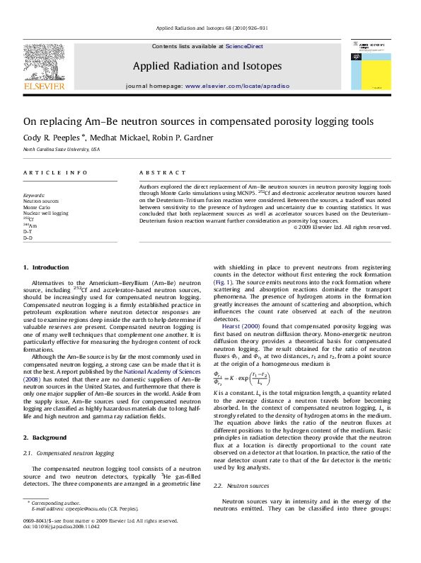 (PDF) On replacing Am–Be neutron sources in compensated porosity ...