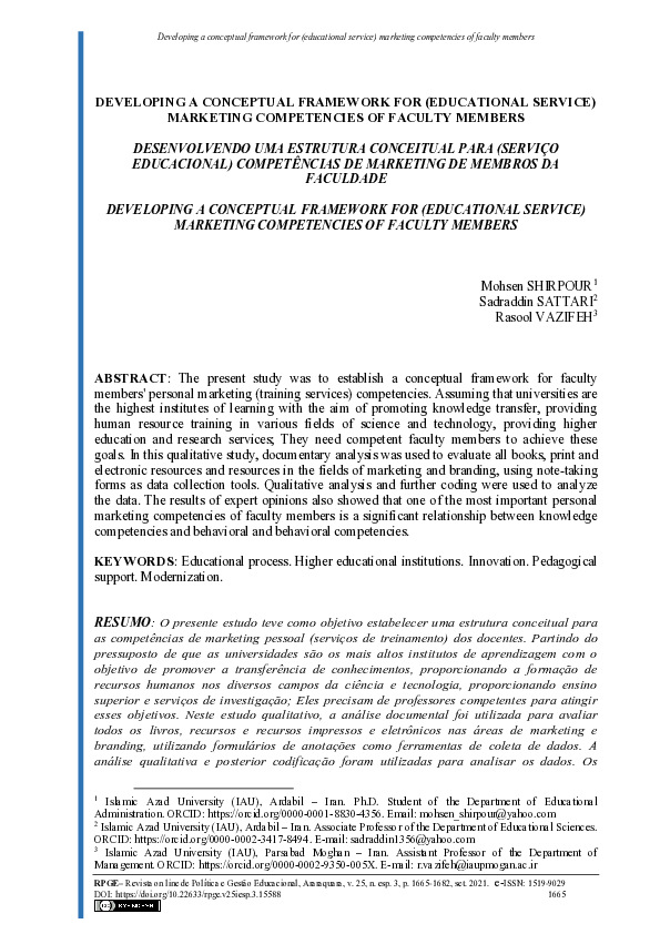 (PDF) Developing a conceptual framework for (educational service) marketing competencies of ...