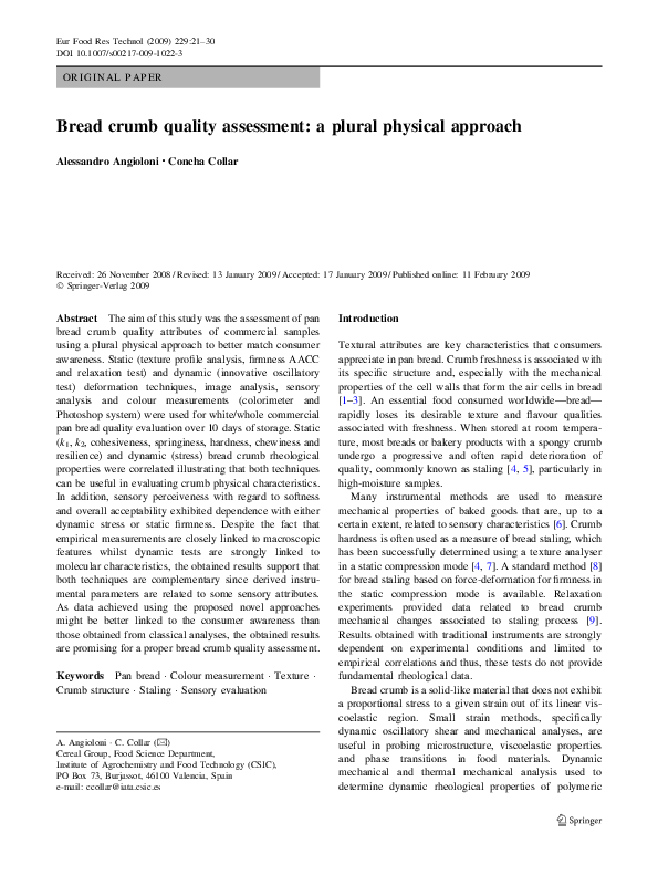 (PDF) Bread crumb quality assessment: a plural physical approach (PDF) Bread crumb quality assessment: a plural physical approach