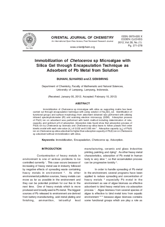 (PDF) Immobilization of Chetoceros sp Microalgae with Silica Gel through Encapsulation Technique ...