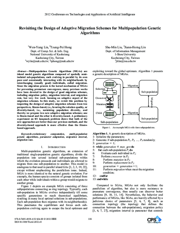 (PDF) Revisiting the Design of Adaptive Migration Schemes for Multipopulation Genetic Algorithms