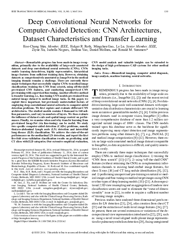(PDF) Deep Convolutional Neural Networks for Computer-Aided Detection: CNN Architectures ...