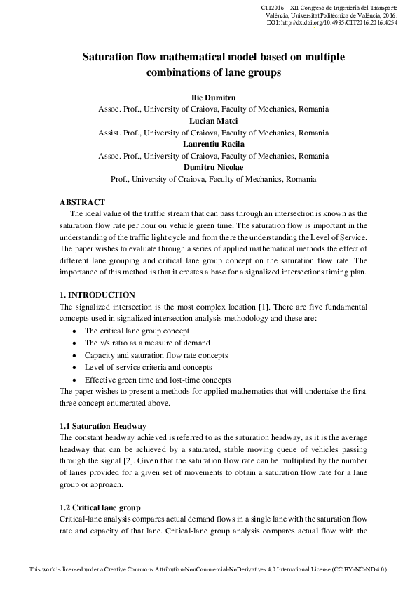 (PDF) Saturation flow mathematical model based on multiple combinations of lane groups