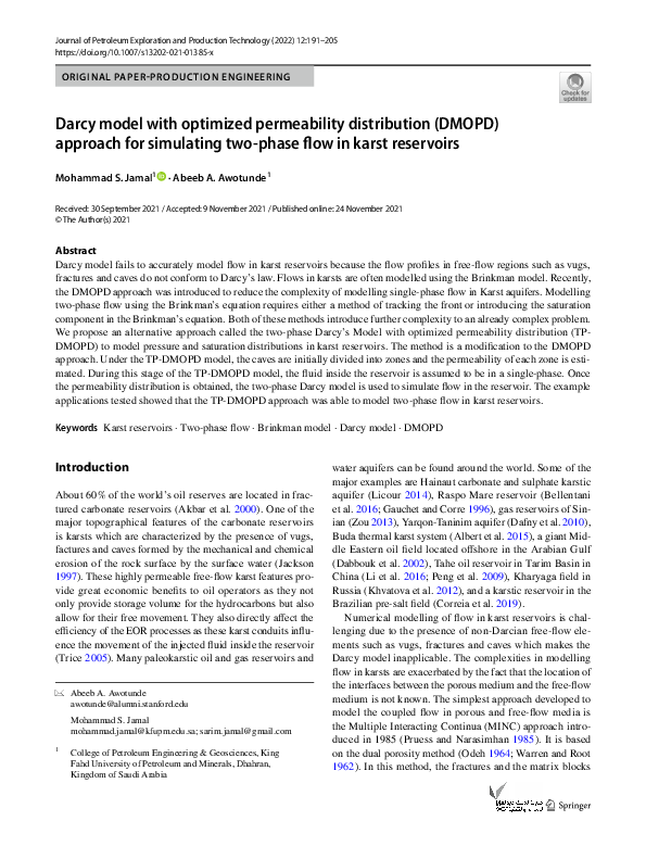 (PDF) Darcy model with optimized permeability distribution (DMOPD ...