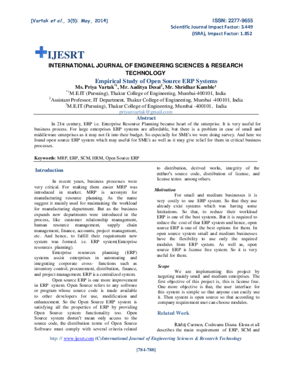 (PDF) TECHNOLOGY Empirical Study of Open Source ERP Systems