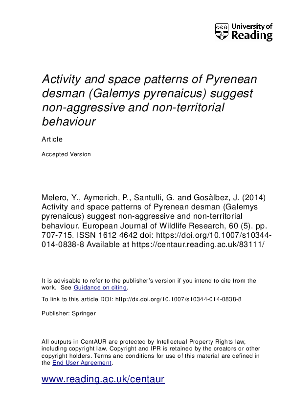 (PDF) Activity and space patterns of Pyrenean desman (Galemys ...