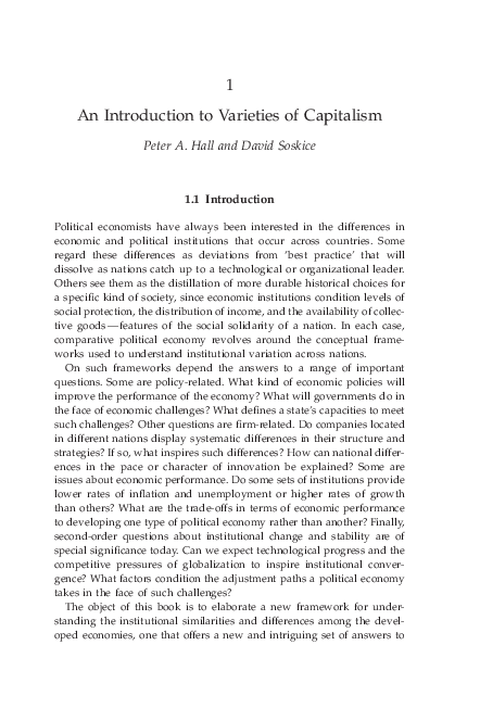 (PDF) An Introduction to Varieties of Capitalism