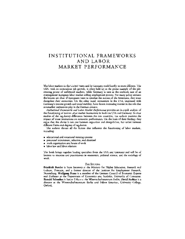 (PDF) Institutional Frameworks and Labor Market Performance