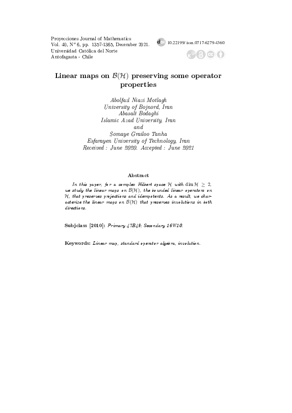 (PDF) Linear maps on ℬ(ℋ) preserving some operator properties