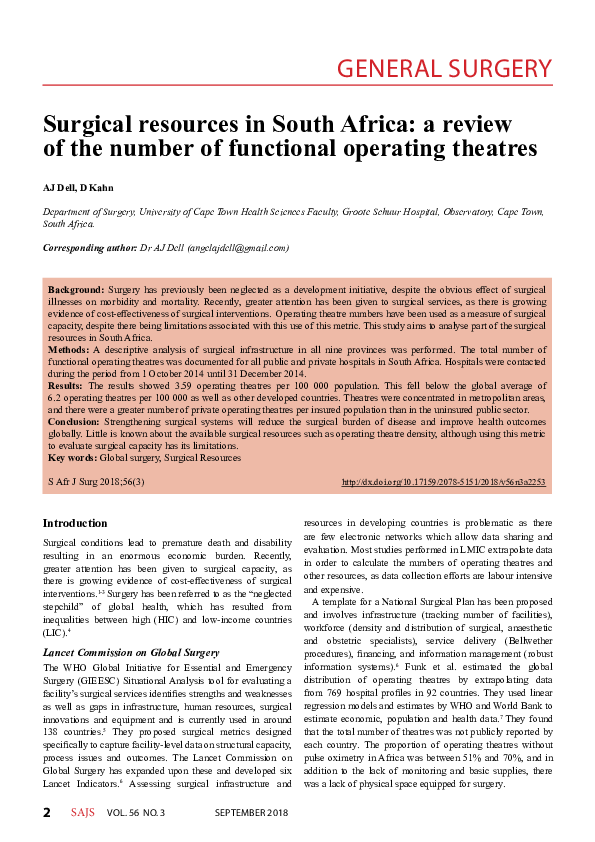 (PDF) Surgical resources in South Africa: a review of the number of ...