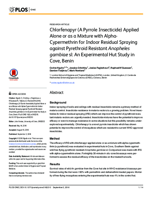 (PDF) Physiological Health Criteria for Pyrethriod Insecticide: A Pre ...